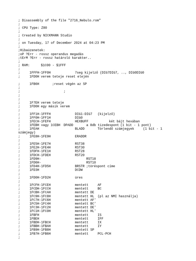 2716 Nebulo - Rom2.asm | PDF