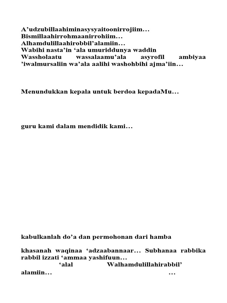 Doa Upacara Bendera Hari Senin | PDF