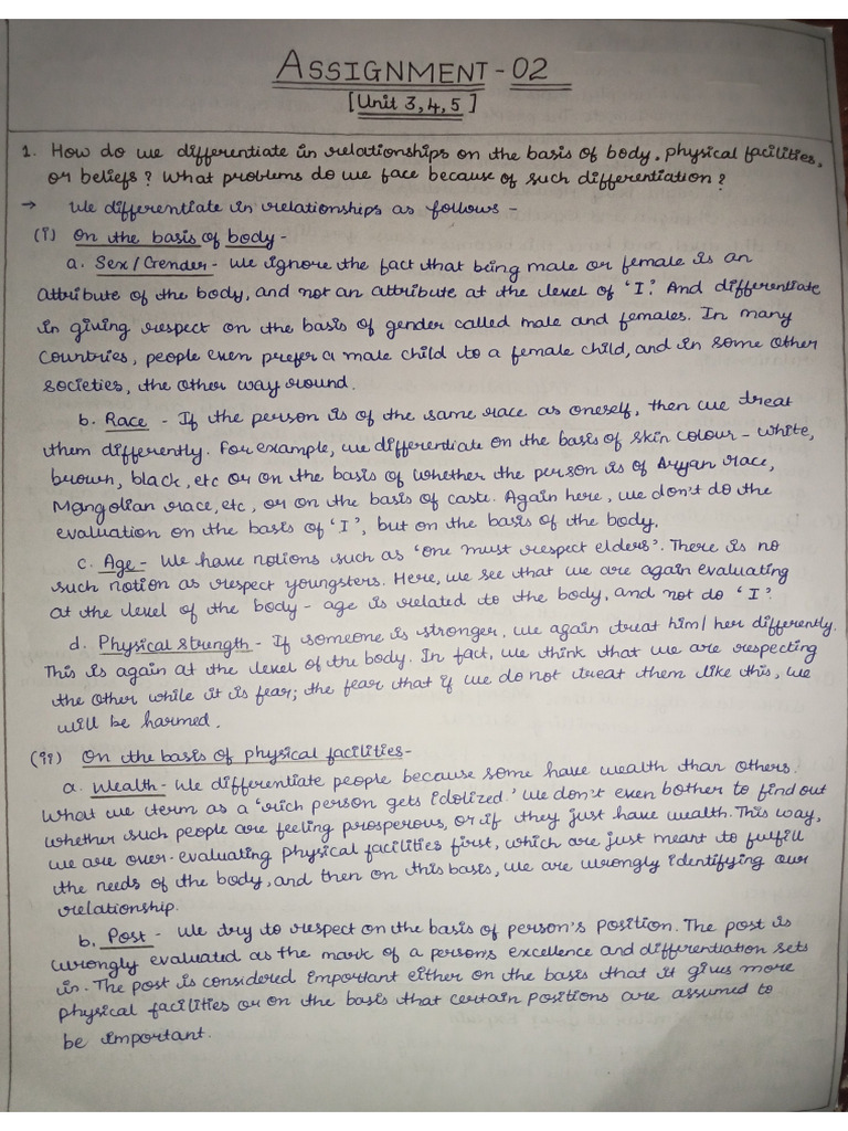 Assignment (UHV) | PDF