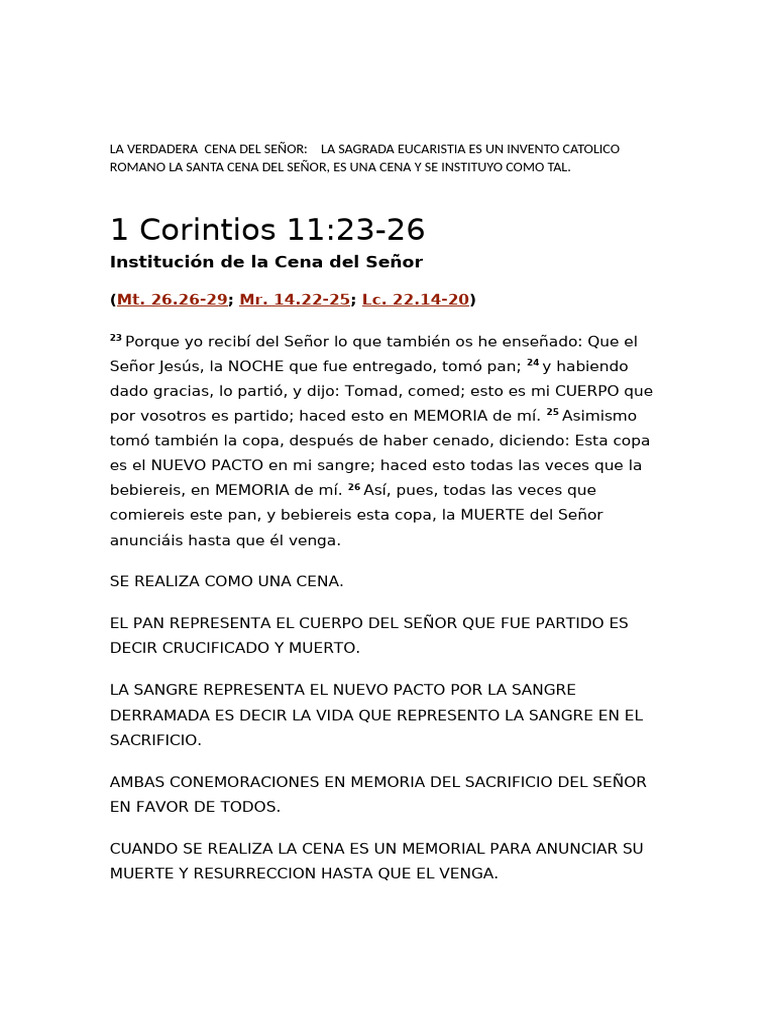 La Transubstanciación: Un Invento Católico | PDF | eucaristía | Jesús
