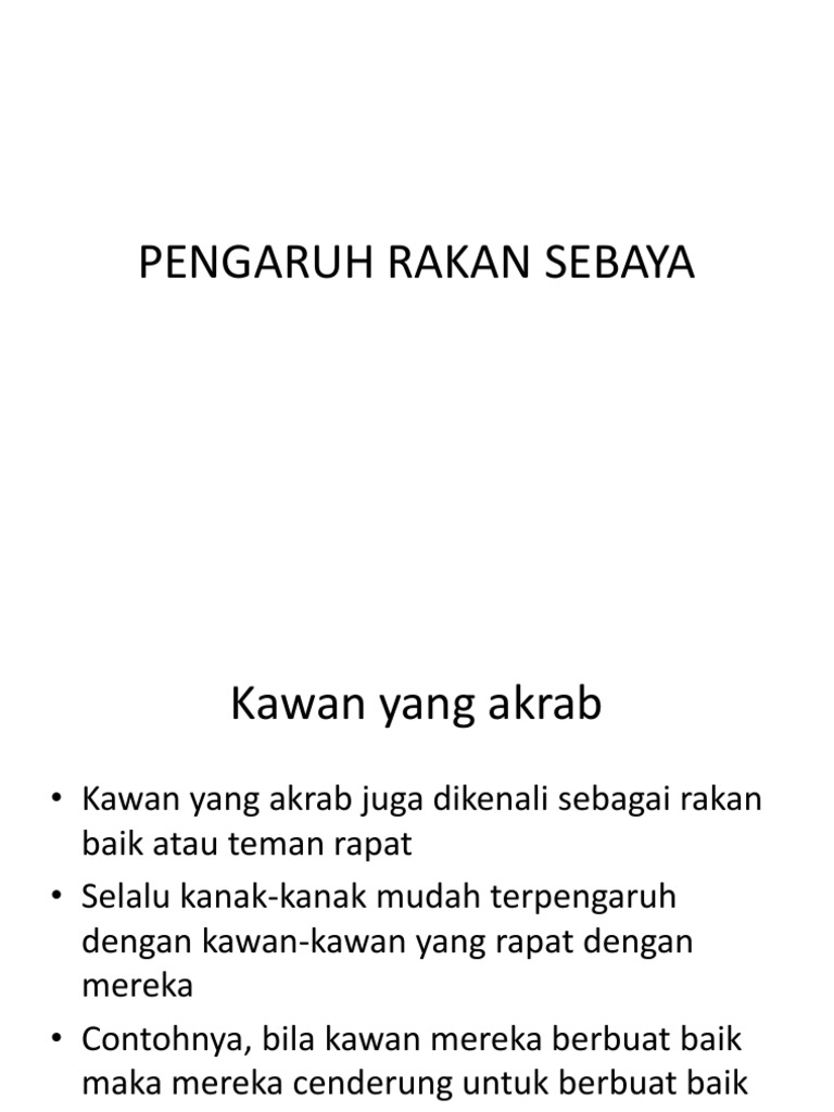 Pengaruh Rakan Sebaya | PDF | Kesehatan Holistik