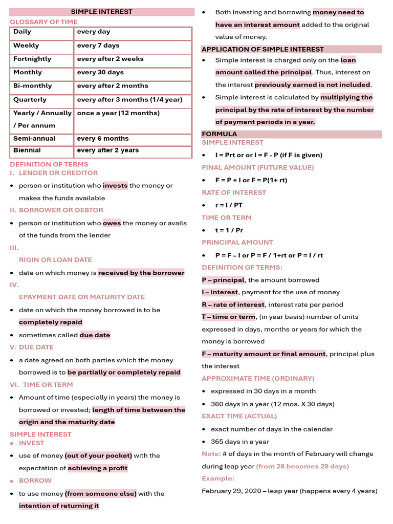 Gen Math 2nd Quarter Reviewer | PDF | Interest | Stocks