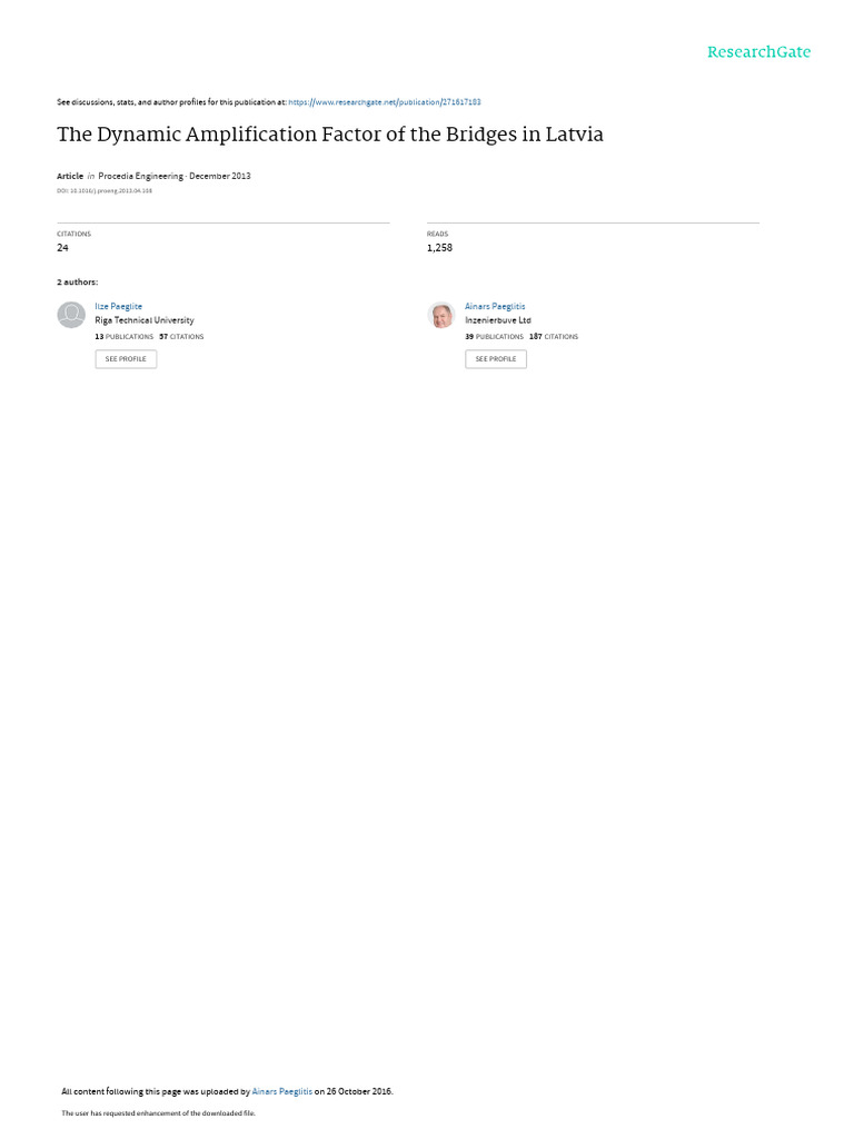 The Dynamic Amplification Factor of The Bridges in Latvia | PDF ...