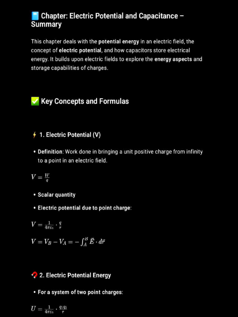 Electric Potential and Capacitance Overview | PDF | Capacitance | Capacitor