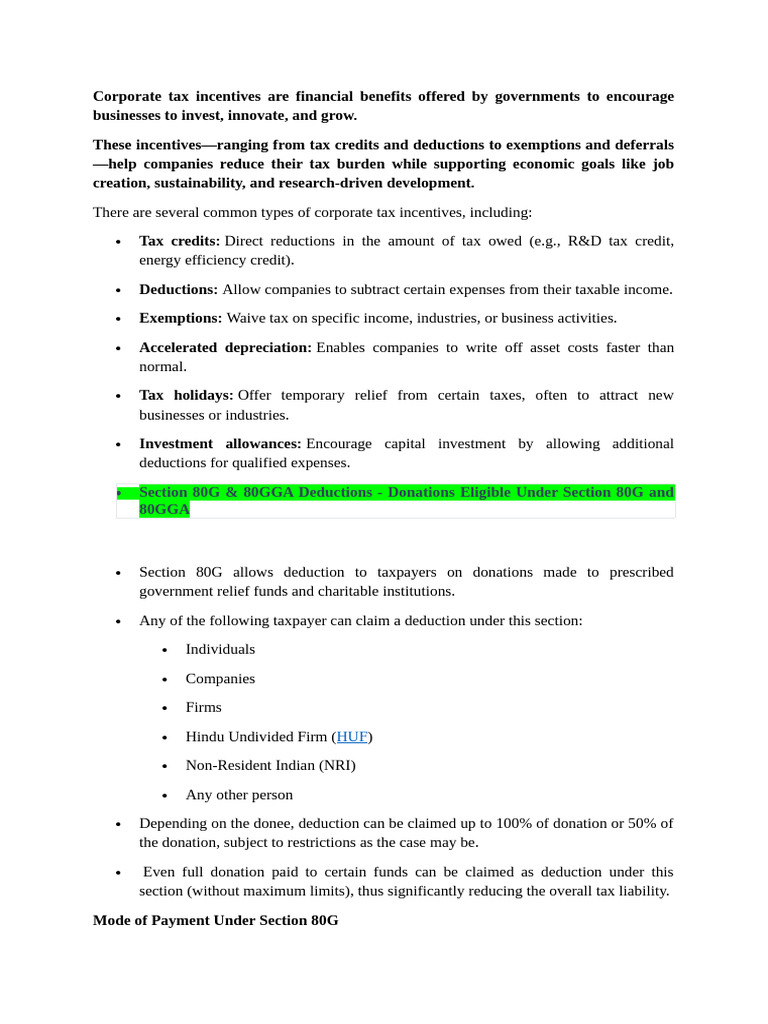 Income Tax Sections 80G-1 | PDF | Tax Deduction | Taxes