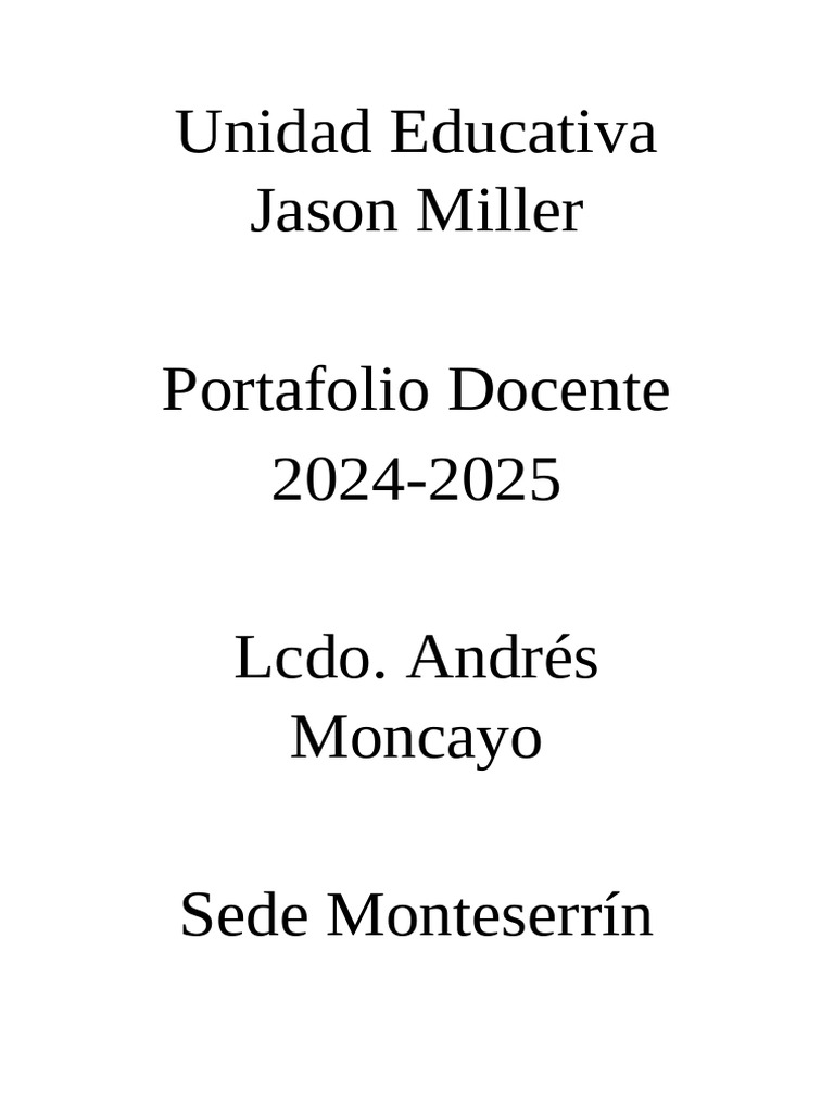 Portafolio Docente Andrés Moncayo - Documentación Drive 2024-2025 | PDF