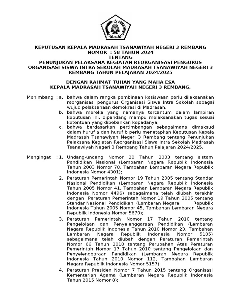 Konsideran OSIS 2024 | PDF