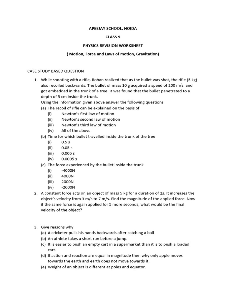 Class 9 Physics Revision: Motion & Forces | PDF | Force | Weight