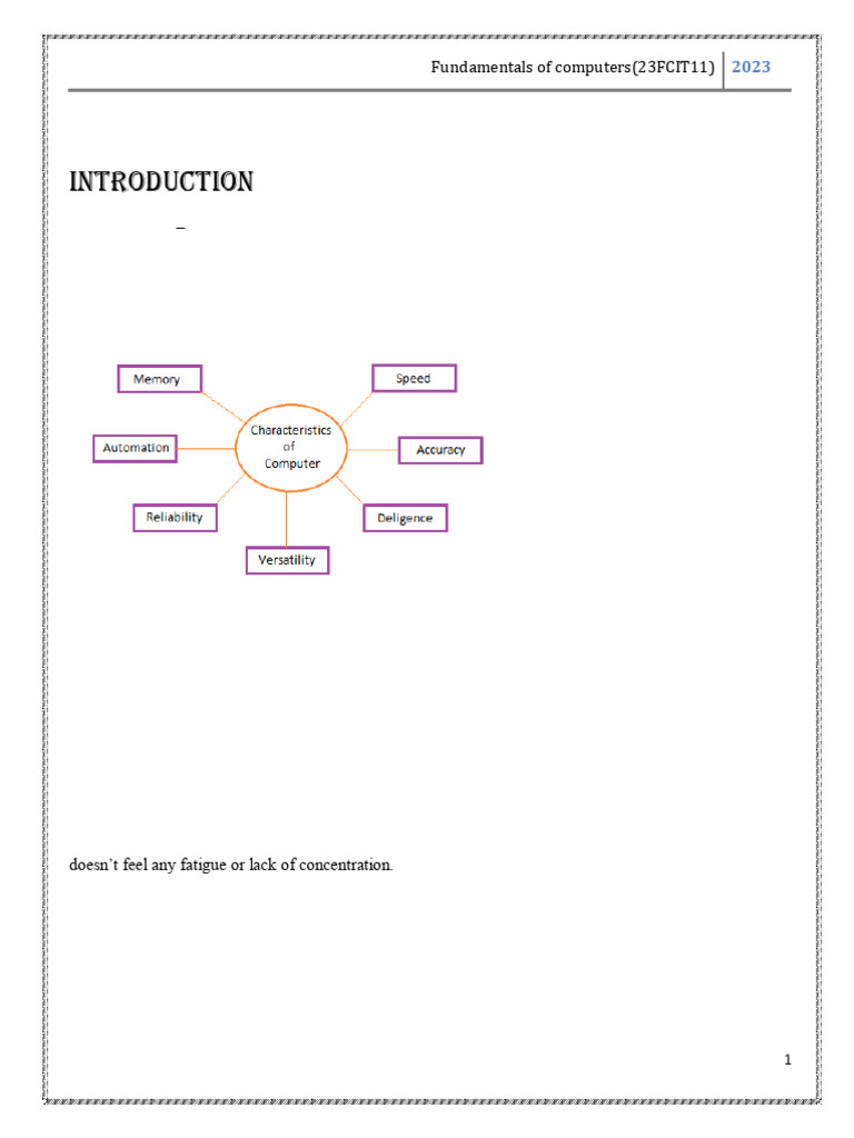 Fundamental of Computers (23FCIT11) Notes | PDF | Inheritance (Object ...