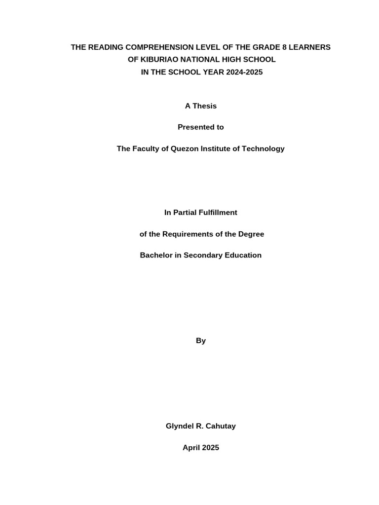 Grade 8 Reading Comprehension Study | PDF | Reading Comprehension ...