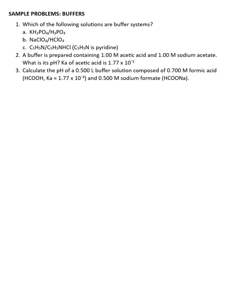 Practice Problems Buffers | PDF