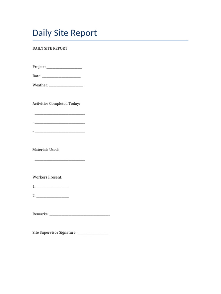 Daily Site Report Detailed | PDF