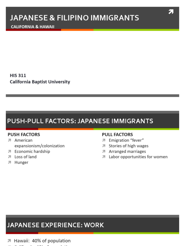 WK 3 Japanese and Filipino Immigrants | PDF | Immigration | Internment Of Japanese Americans