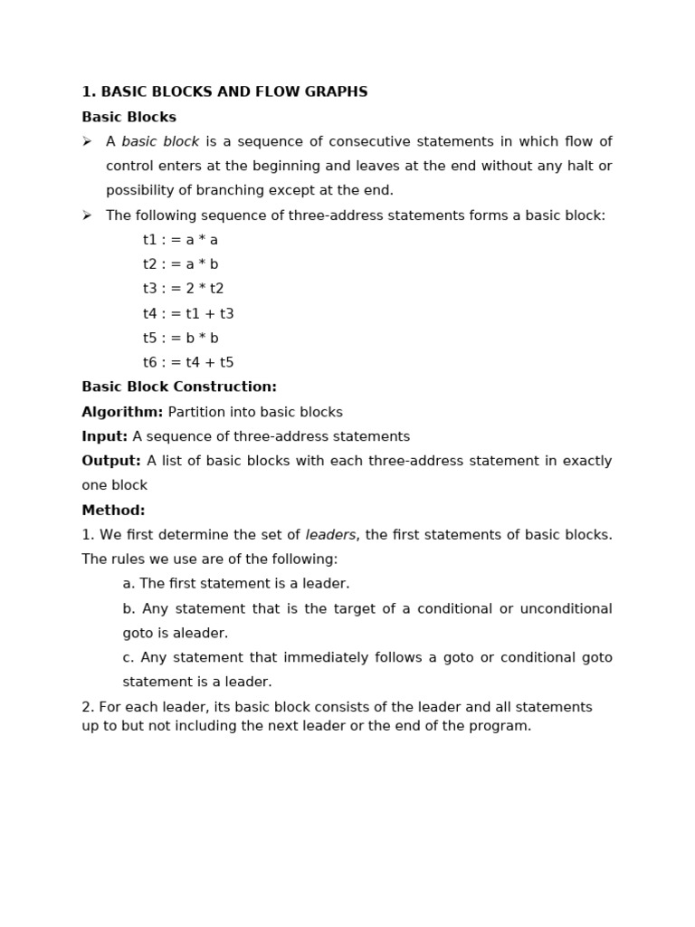 Basic Blocks and Flow Graphs | PDF | Program Optimization | Control Flow