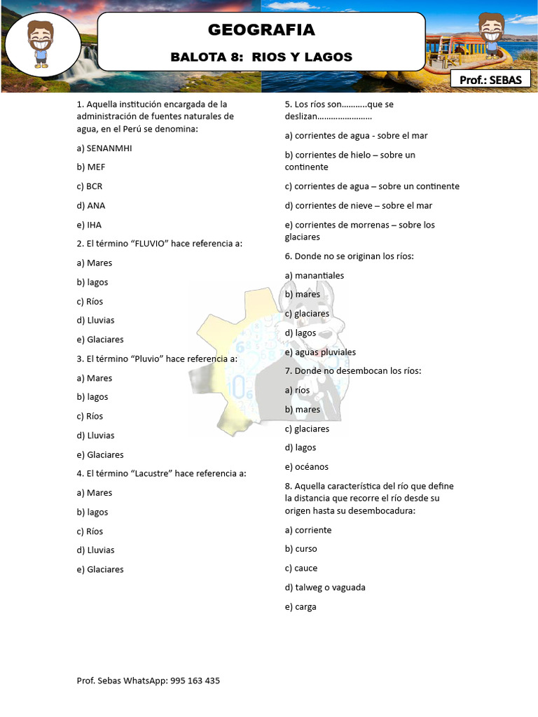 Rios y Lagos Practica | PDF | Río | Cuenca de drenaje