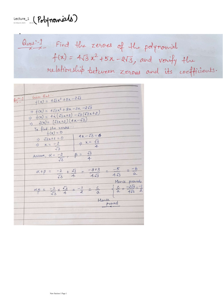 Polynomial Notes For Final | PDF