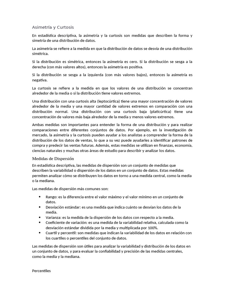 Asimetría y Curtosis | PDF | Cuantil | Oblicuidad