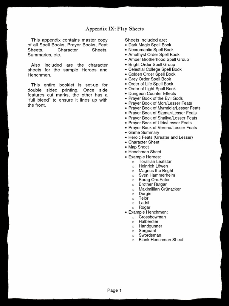 02 - Advanced HeroQuest Reforged Appendix 09 - Play Sheets (2022!05!29 ...