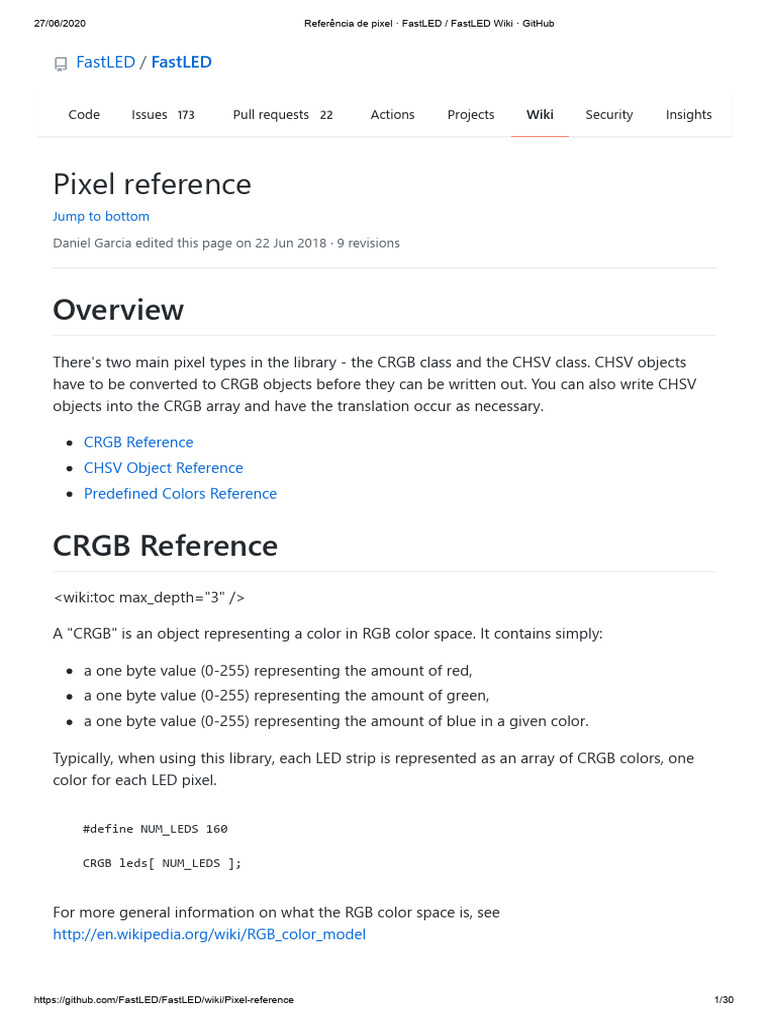 Referência de Pixel FastLED - FastLED Wiki GitHub | PDF | Color | Lighting