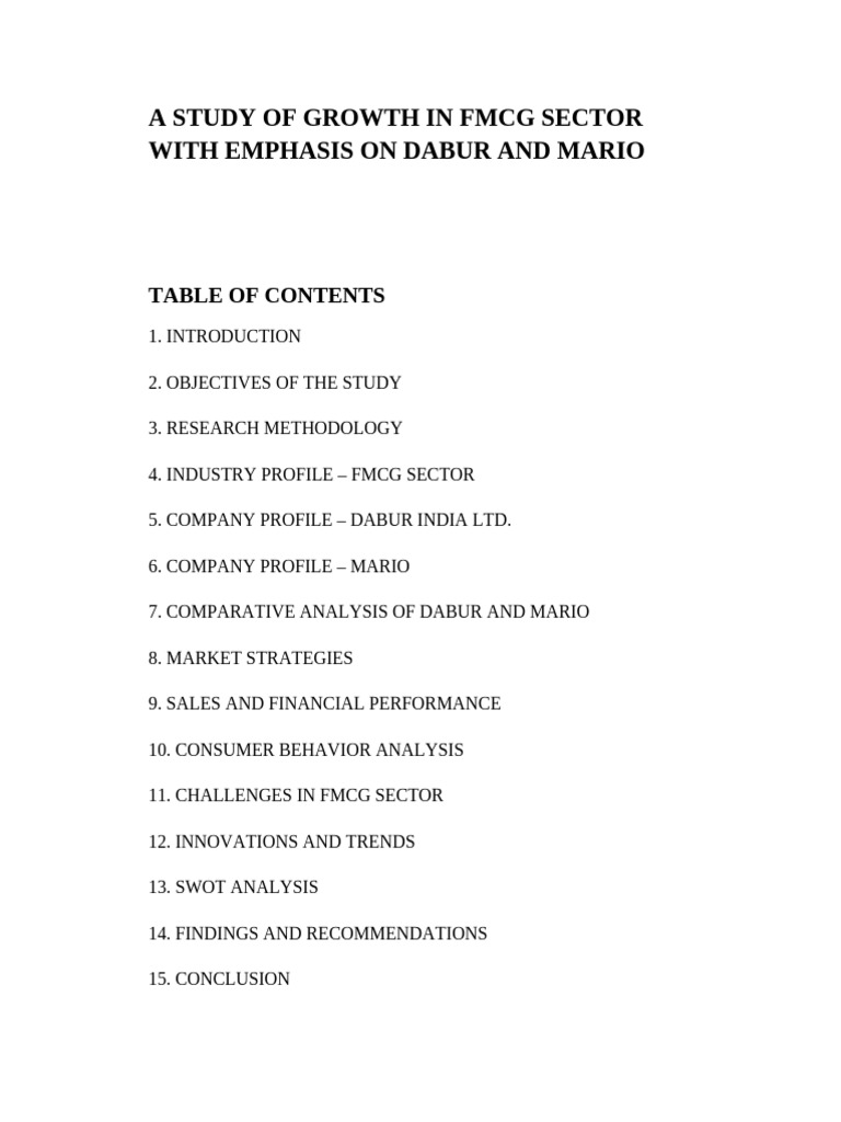 FMCG Project Dabur Mario Expanded 100pages | PDF | Innovation | Consumer Behaviour