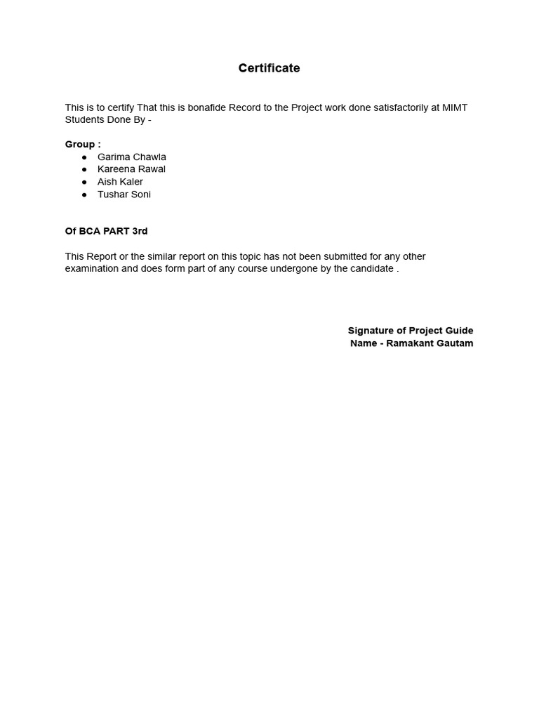 Project Certificate | PDF