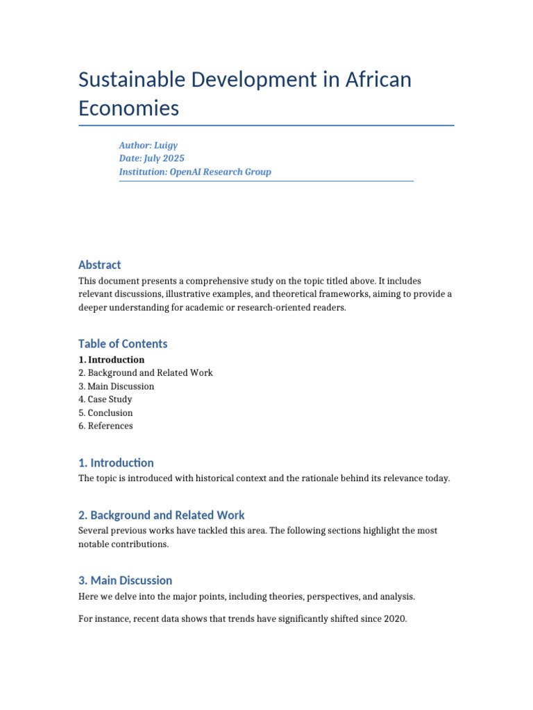 Sustainable Development in Africa | PDF