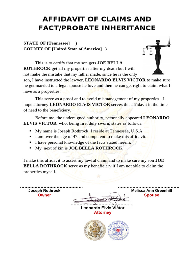 Affidavit of Claims | PDF