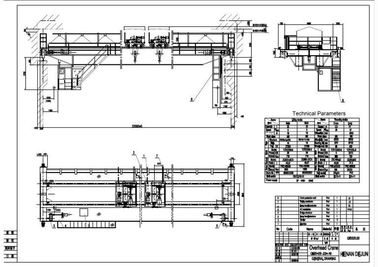 Drawing of QE25+25T Double Girder Overhead Crane | PDF