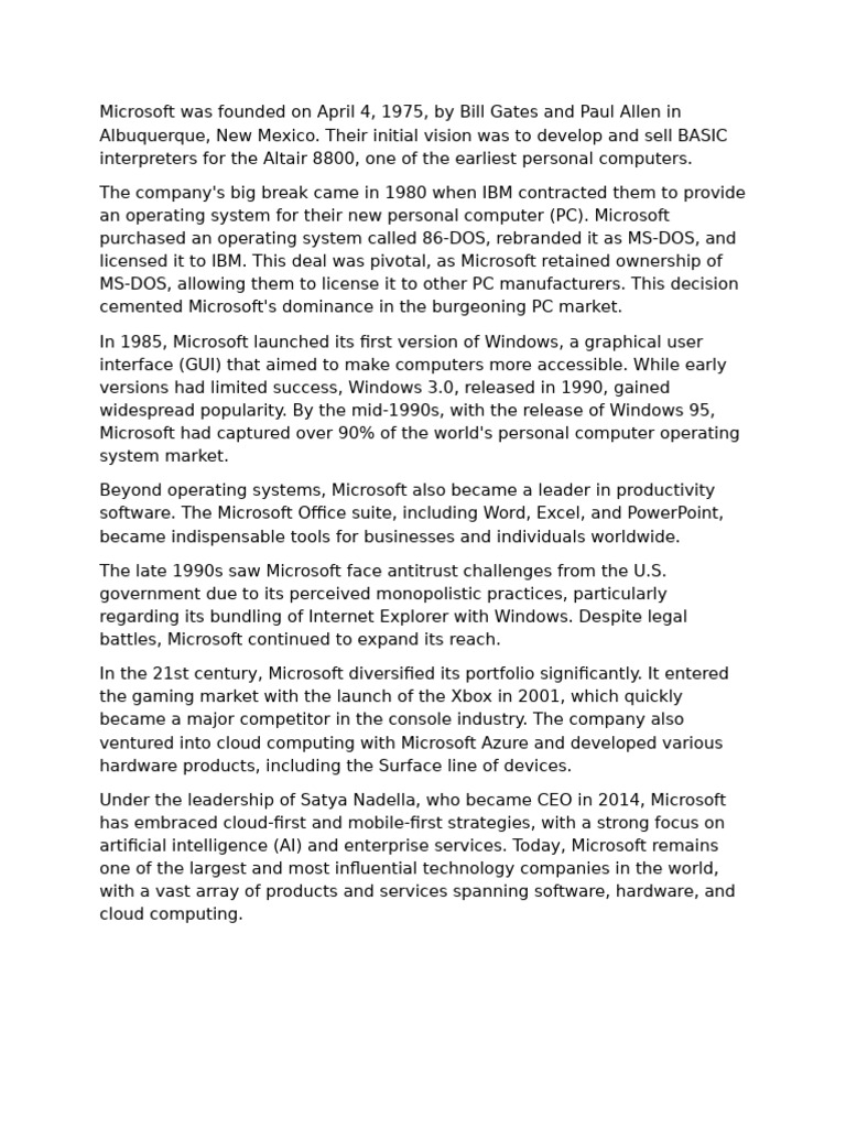 Microsoft Founded: April 4, 1975 | PDF