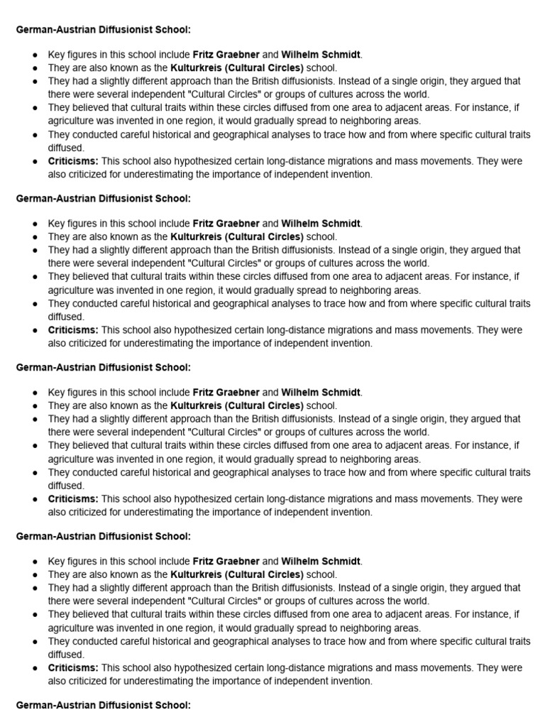 German-Austrian Diffusionist School | PDF | Liberal Arts Education ...