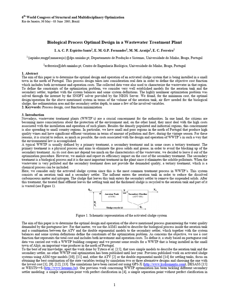 Biological Process Optimal Design in A W | PDF | Sewage Treatment ...