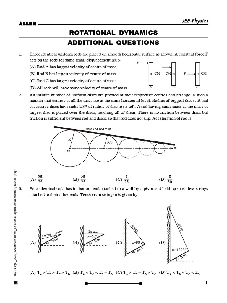 Rotational Dynamics (Student Copy) | PDF | Rotation | Rotation Around A ...