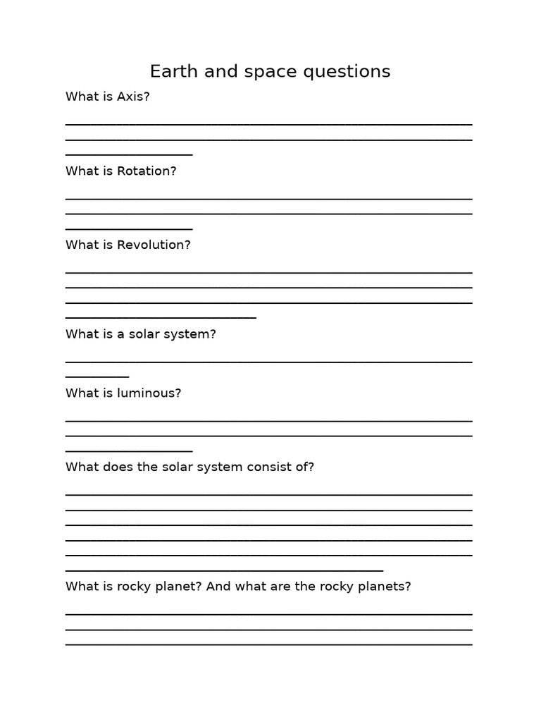 Earth and Space Questions | PDF
