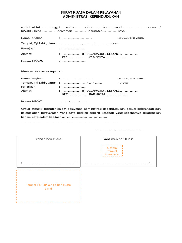 Formulir SURAT KUASA | PDF