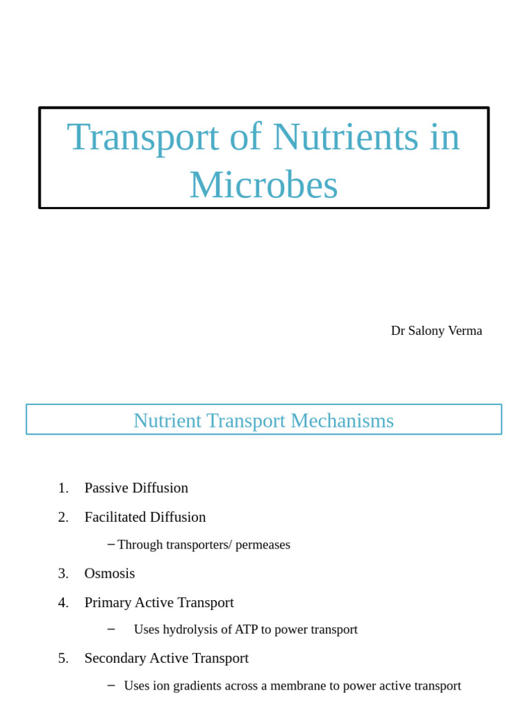 Nutrient Transport Mechanisms in Microbes | PDF | Osmosis | Cell Membrane