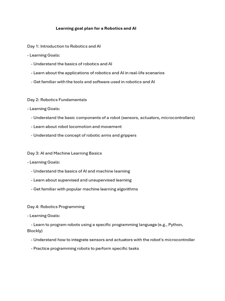 Lasa Robotics Camp Curriculum Overview | PDF