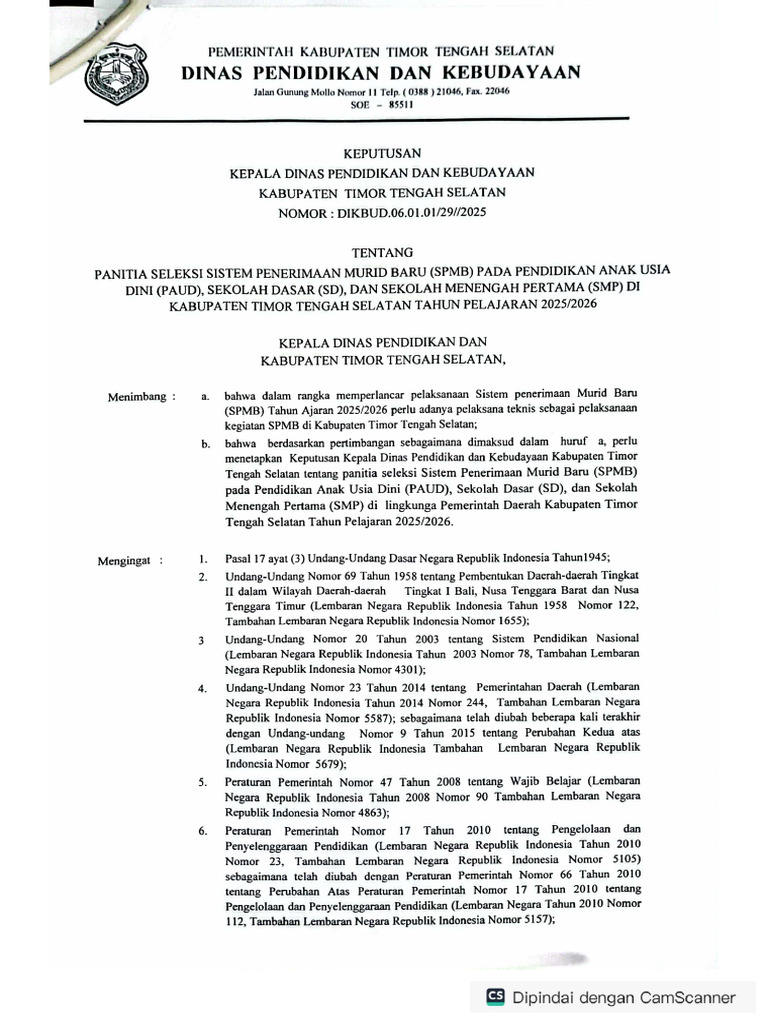 SK Panitia SPMB | PDF