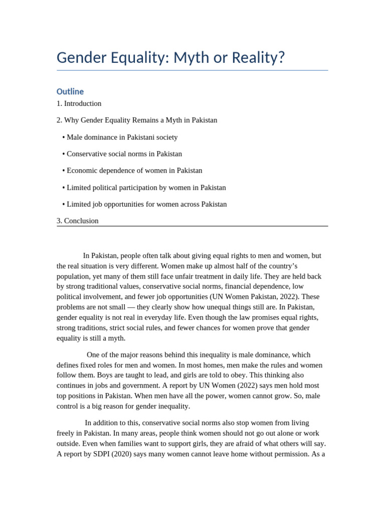 Gender Equality Essay 12 | PDF | Gender Studies | Gender Equality