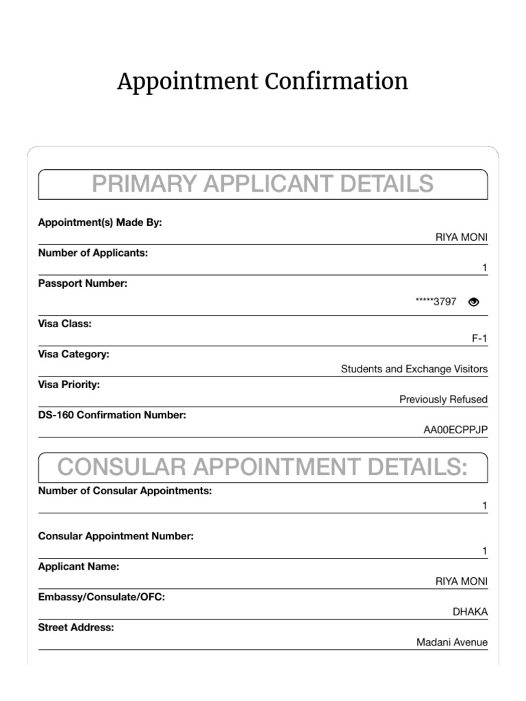Appointment Confirmation Riya 2 | PDF | Travel Visa | Email Spam