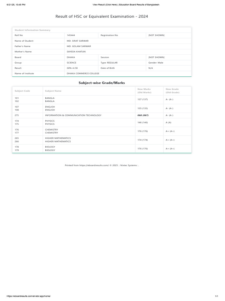 View Result (Click Here) - Education Board Results of Bangladesh | PDF | Educational Stages ...
