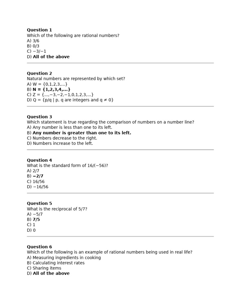Class 7 Rational Numbers Worksheet | PDF | Numbers | Rational Number