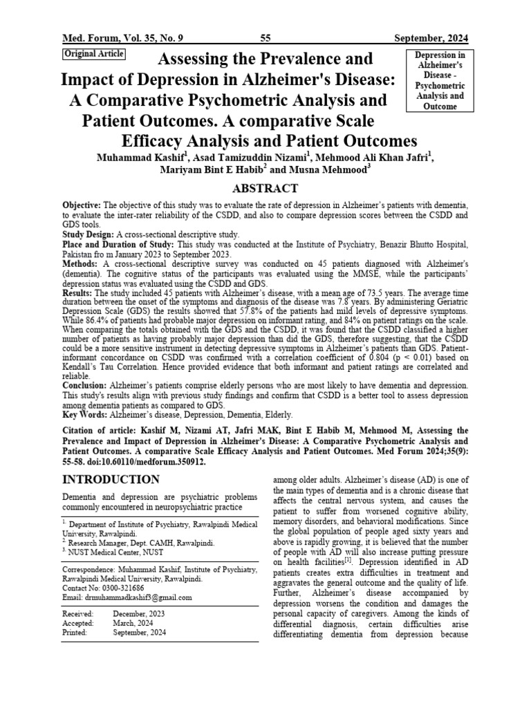 Depression in Alzheimer's: Scale Comparison | PDF | Alzheimer's Disease ...