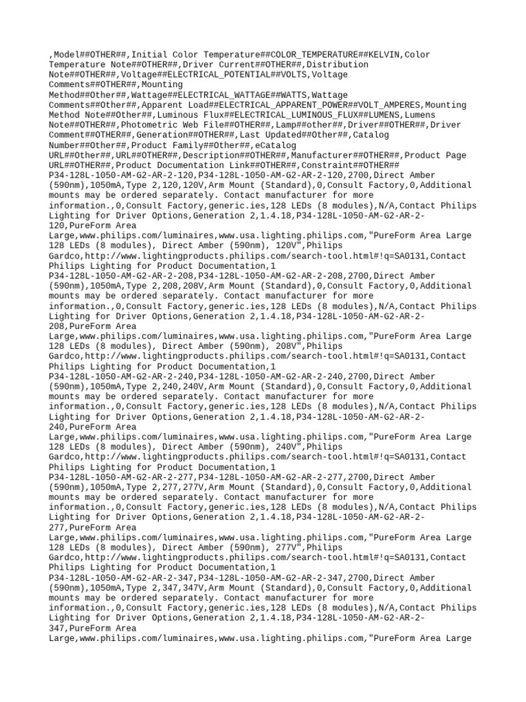 Lighting Area Philips Gardco PureForm Area | PDF | Light Emitting Diode ...