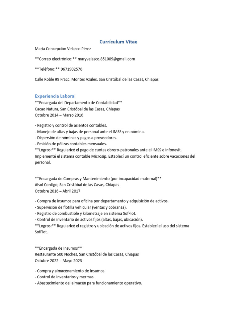 Curriculum Maria Editable | PDF