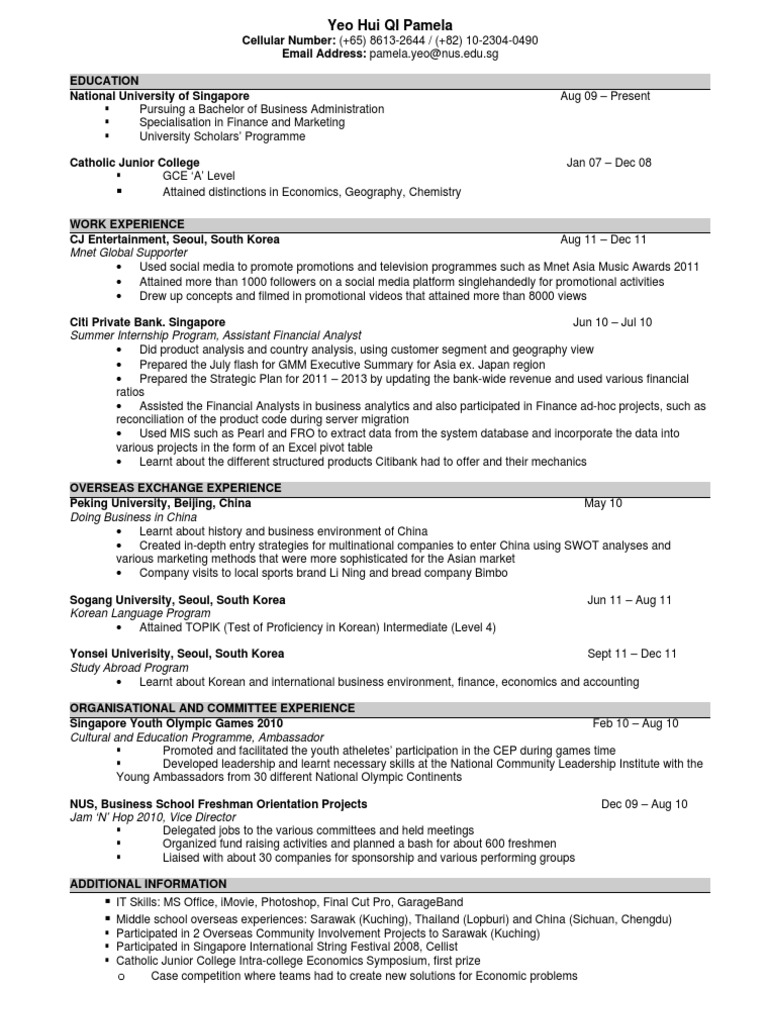 Pamela Resume 2012 | PDF | South Korea | World Politics