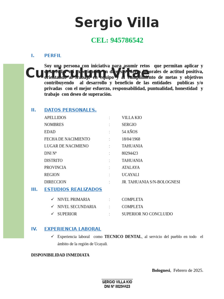 Sergio Villa Kio-Cv | PDF