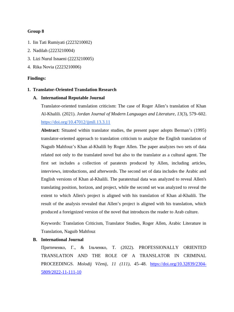 Group 8 - 5A - Translation Research Orientation Based | PDF | Translations | Educational Assessment