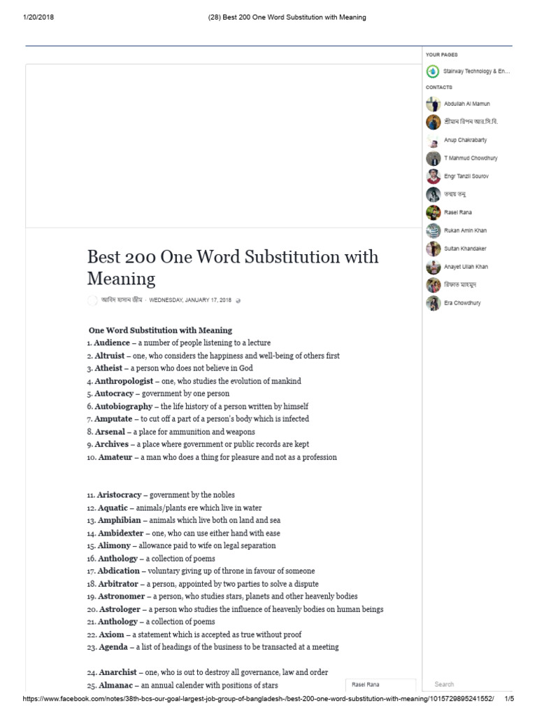 One Word Substitutions Explained | PDF