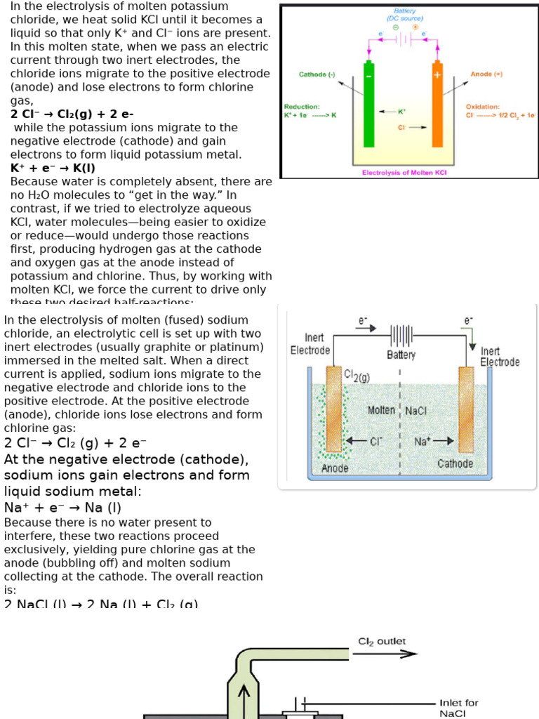 Electrolysis of Molten KCl and NaCl | PDF