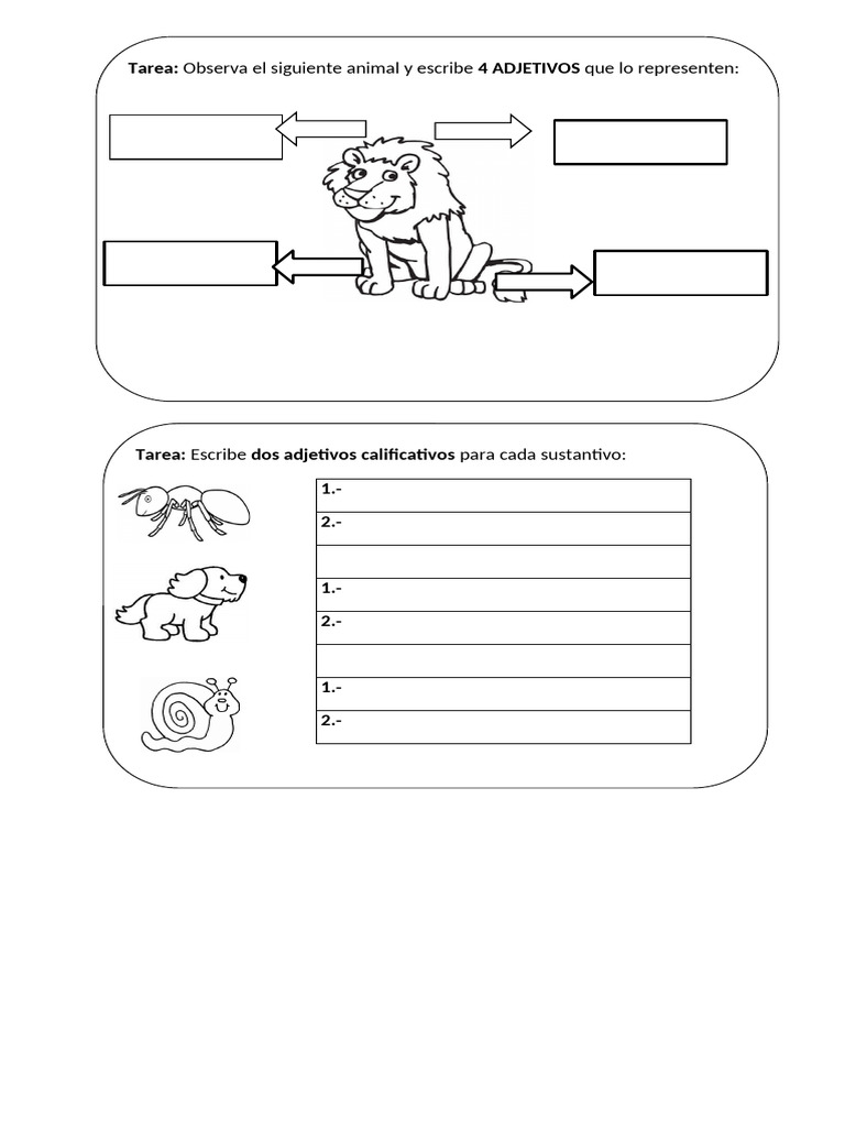 Actividad Adjetivos en Cuaderno | PDF